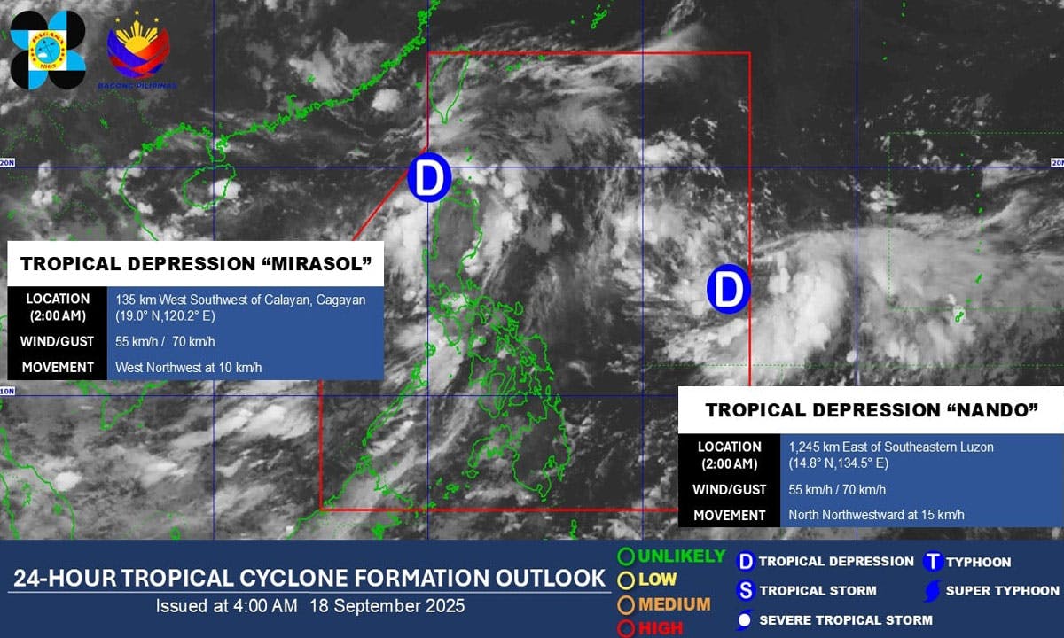 Strong Winds, Heavy Rains Expected Due To Tropical Depressions Mirasol, Nando, Southwest Monsoon ...