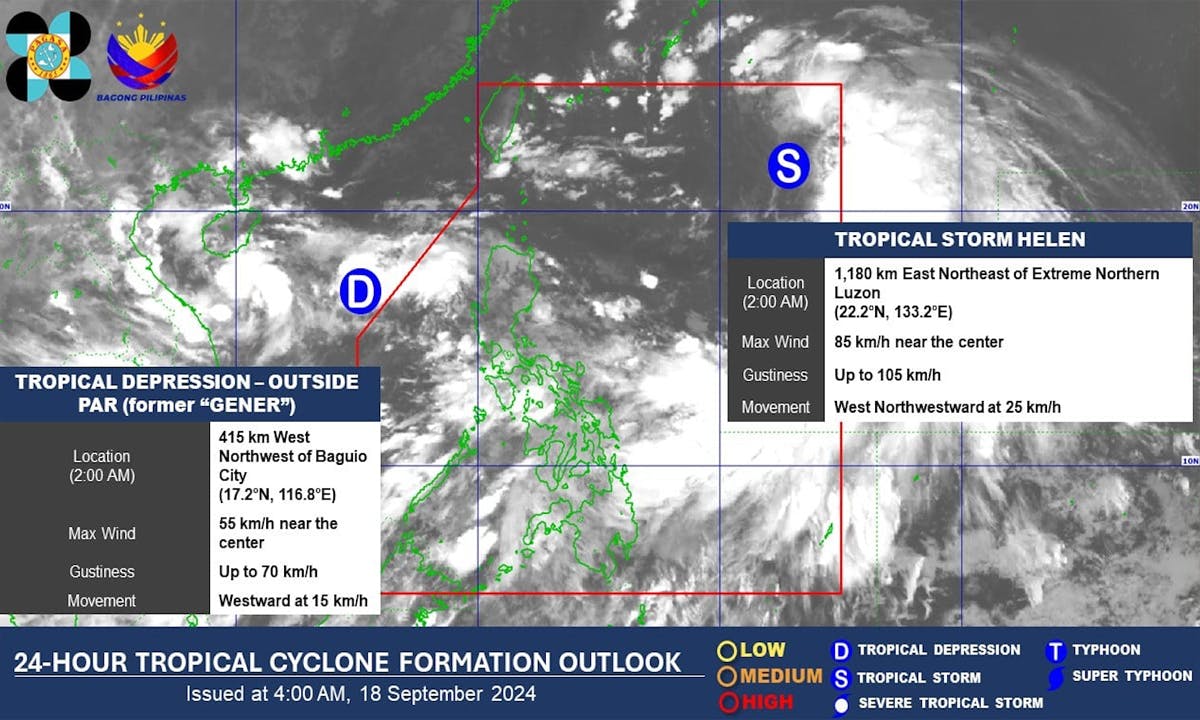 Tropical Storm Helen Enters PAR; Tropical Depression Gener Exits ...